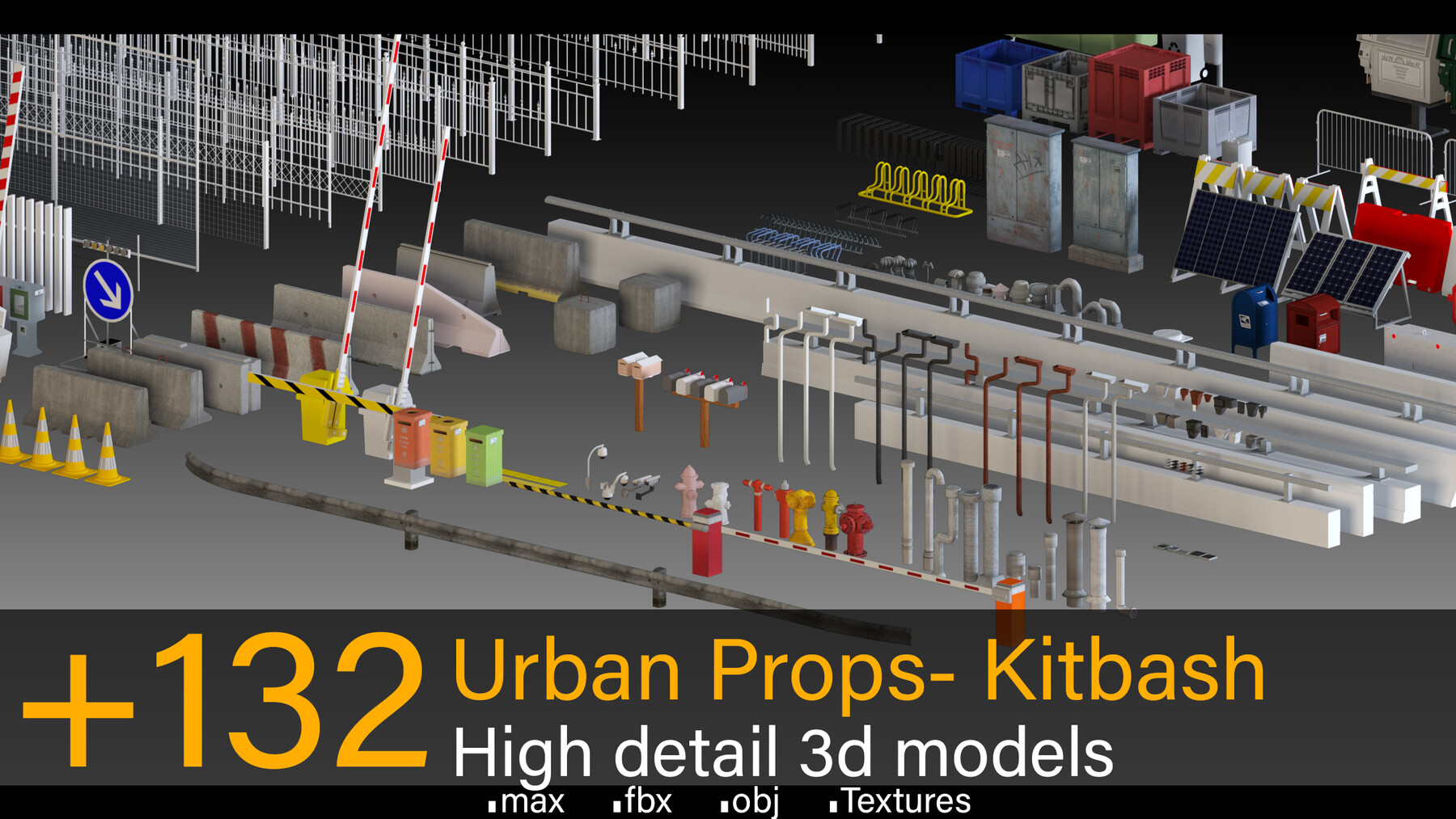 ArtStation - +132 Urban Props- Kitbash- High detail 3d models | Resources