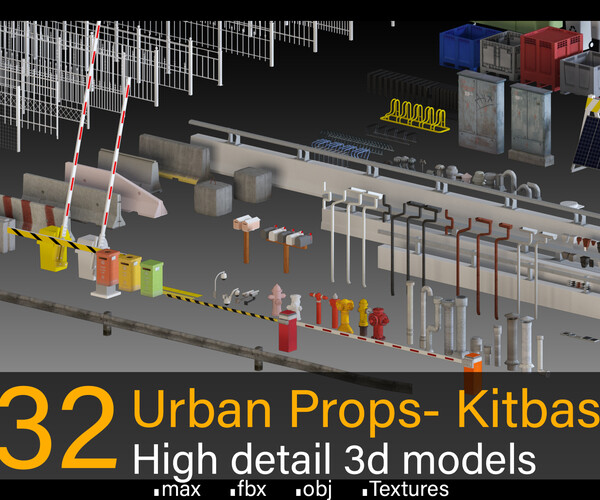 ArtStation - +132 Urban Props- Kitbash- High detail 3d models | Resources