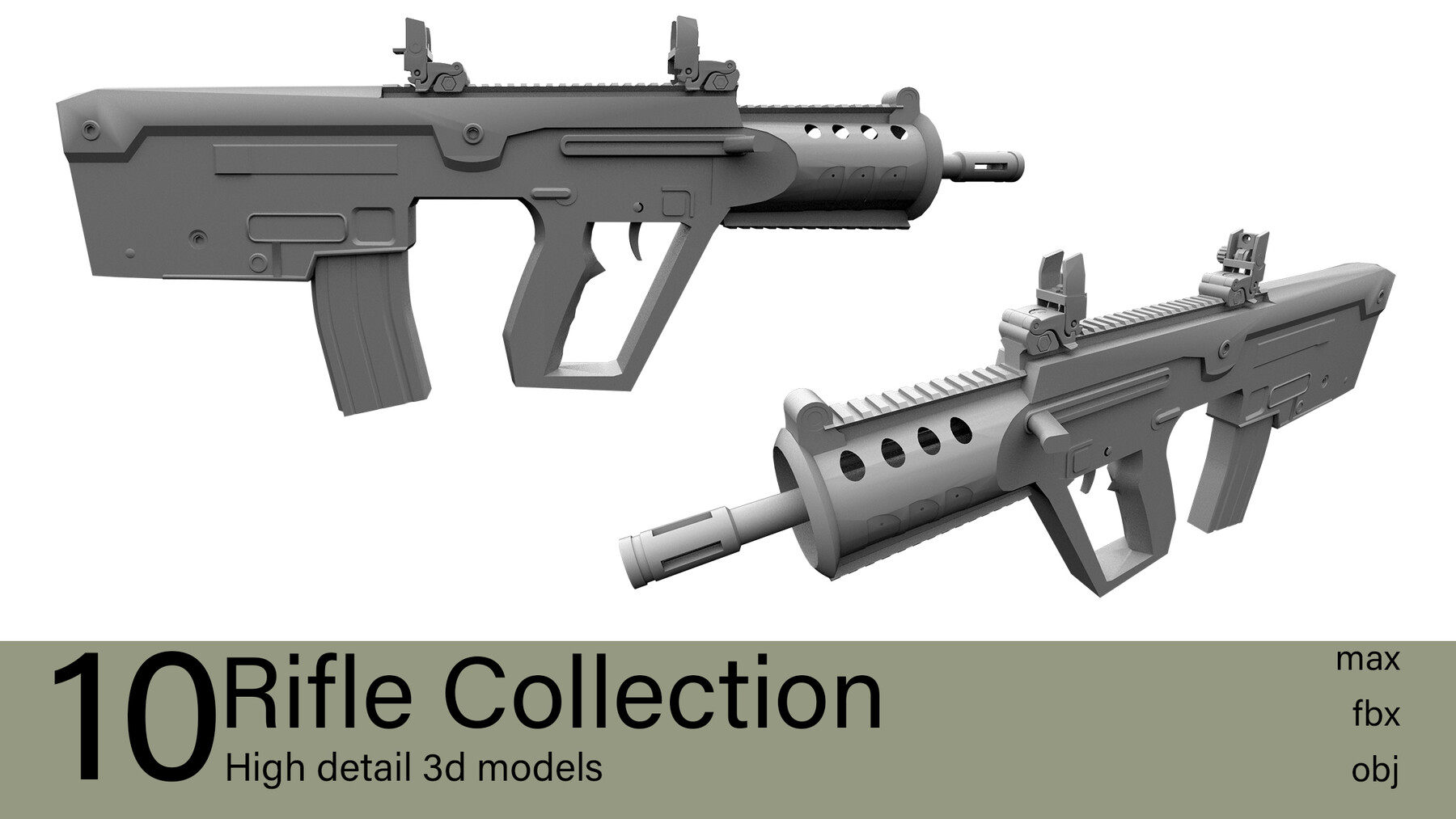 ArtStation - 10 Rifle Collection 3d models-max.fbx.obj | Resources