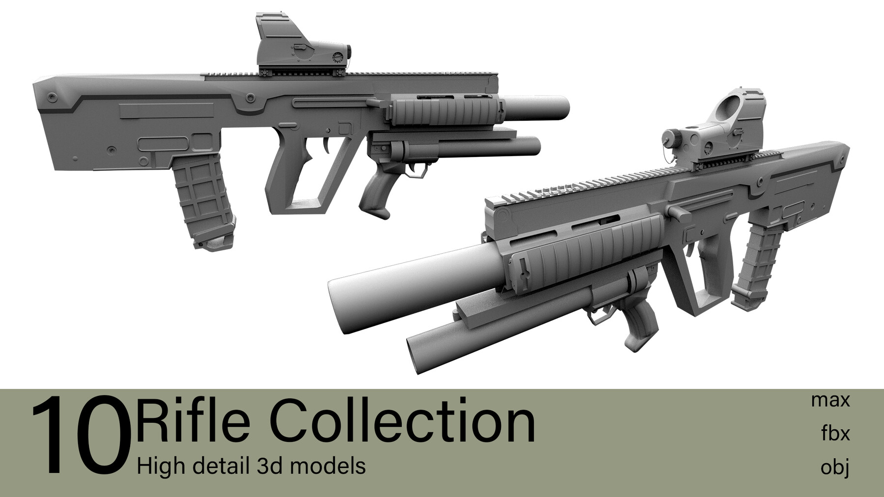 ArtStation - 10 Rifle Collection 3d models-max.fbx.obj | Resources