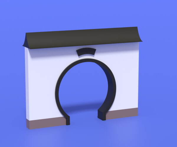 ArtStation - Cartoon Chinese Garden Gate 3d model | Resources