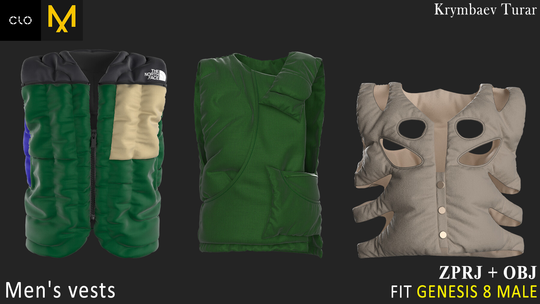 ArtStation - 3 Vests. Clo3d, MD projects + OBJ. Sport collection | Game ...