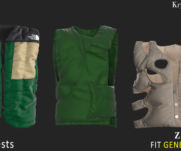 ArtStation - 3 Vests. Clo3d, MD projects + OBJ. Sport collection | Game ...
