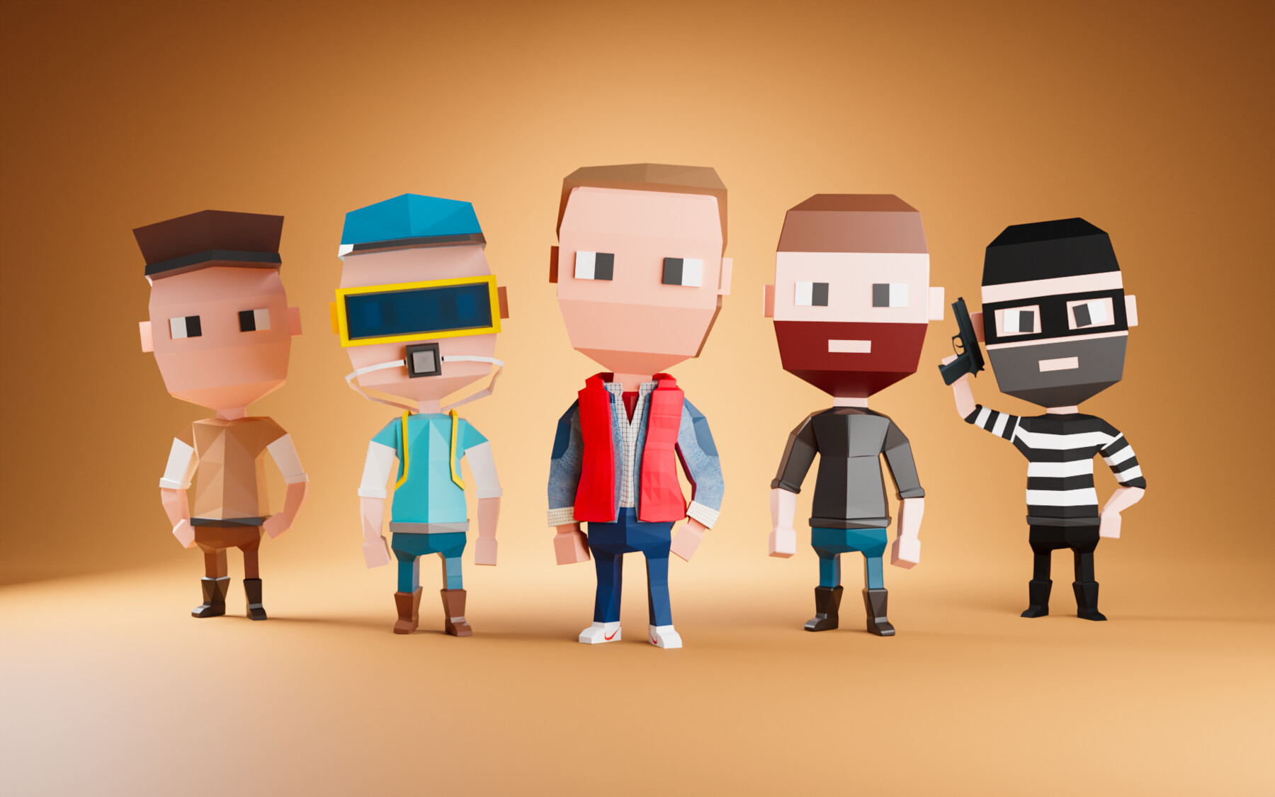 ArtStation - 3D Low Poly Characters Pack Of 5 - Marty, Lil Ricky, Jacob ...