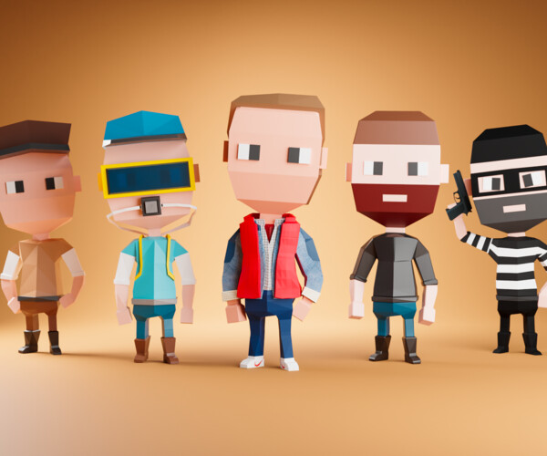 ArtStation - 3D Low Poly Characters Pack Of 5 - Marty, Lil Ricky, Jacob ...