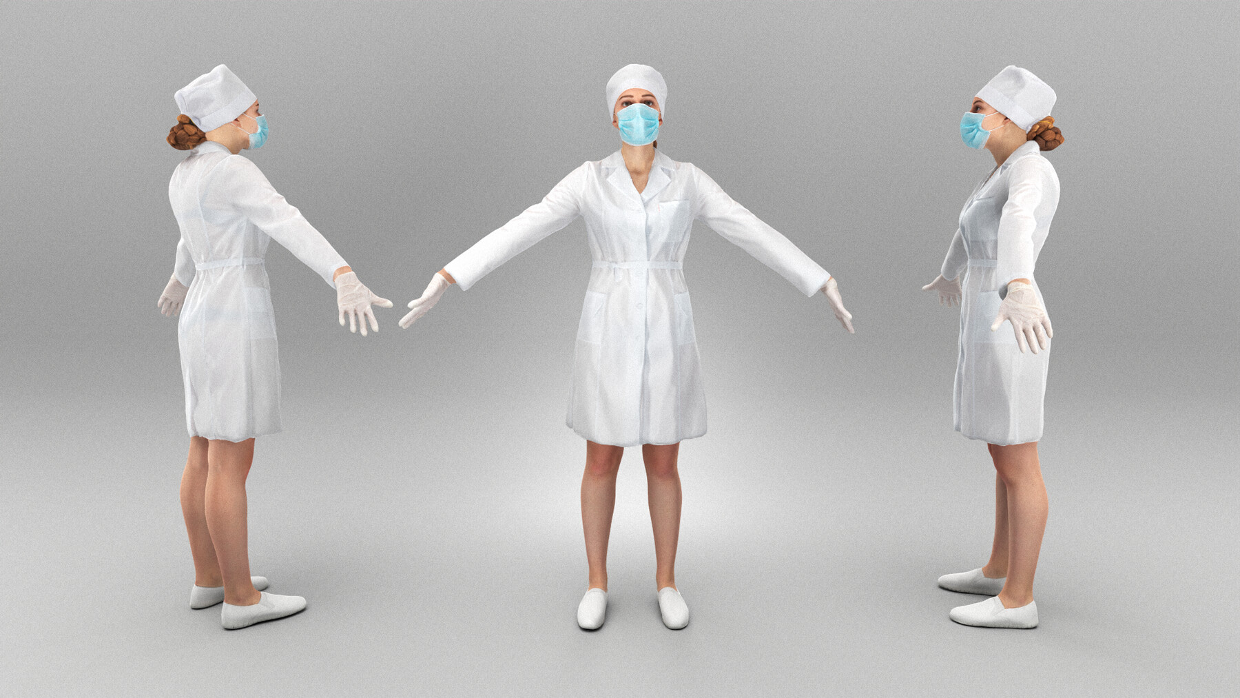 ArtStation - Nurse with mask and gloves ready for animation 369 | Game ...
