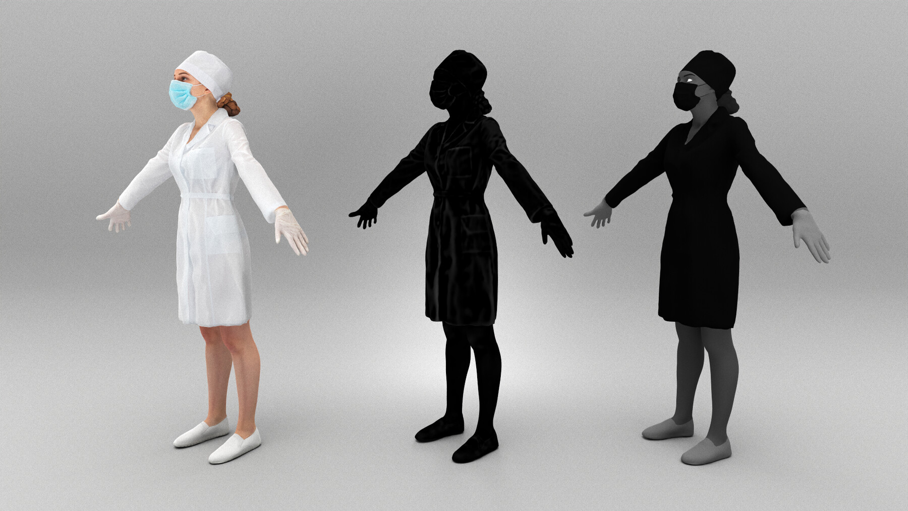 ArtStation - Nurse with mask and gloves ready for animation 369 | Game ...