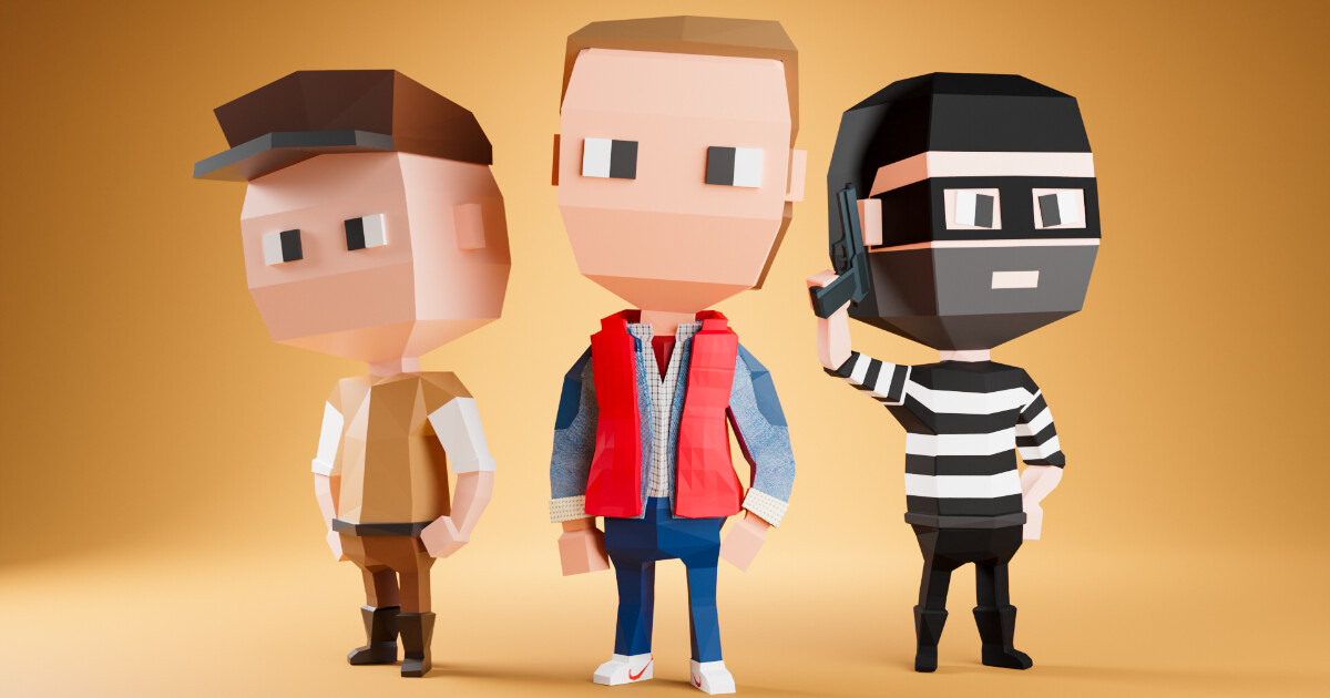 ArtStation - 3D Low Poly Characters Pack Of 3 - Marty, Lil Ricky, Jacob ...