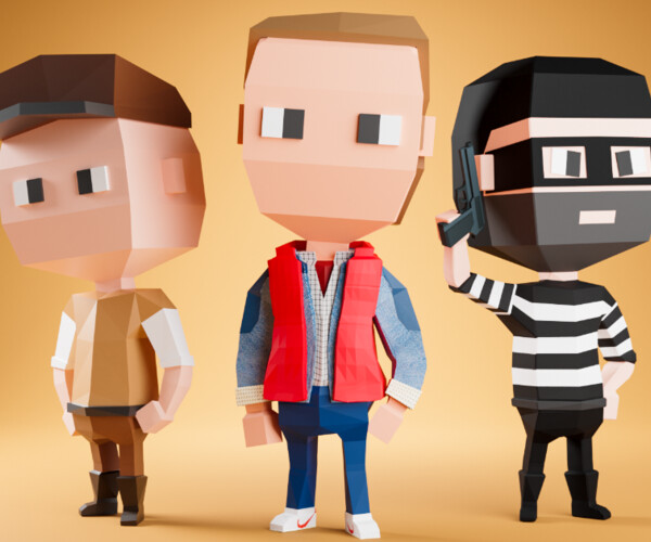 ArtStation - 3D Low Poly Characters Pack Of 3 - Marty, Lil Ricky, Jacob ...