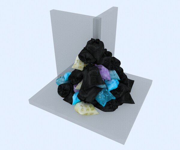 ArtStation - Big Garbage bags pile in street corner | Game Assets