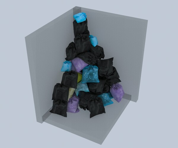 ArtStation - Big Garbage Bags Pile in Interior Street Corner | Game Assets