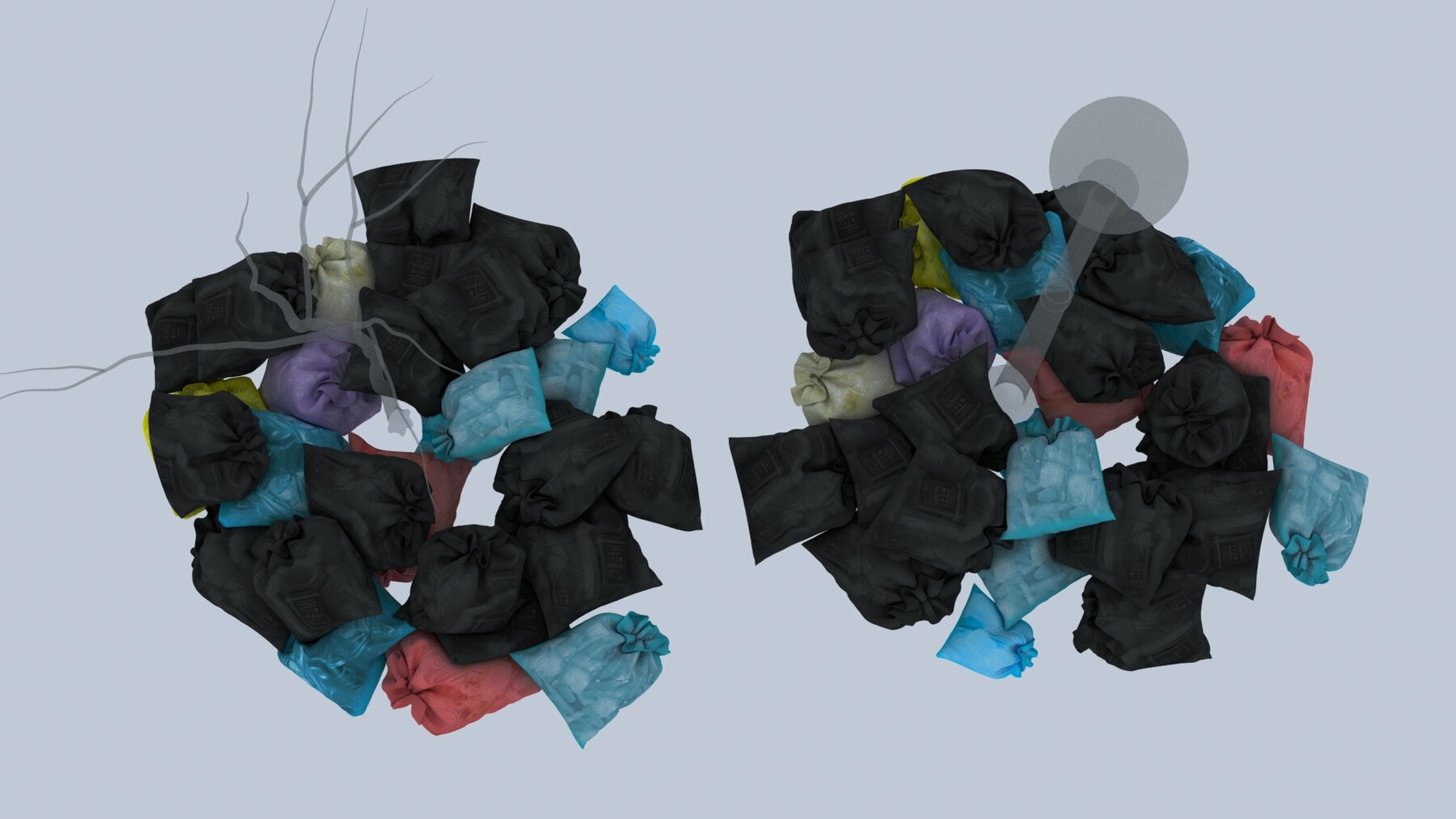 ArtStation - Garbage Bags Pile Around streetlight | Game Assets