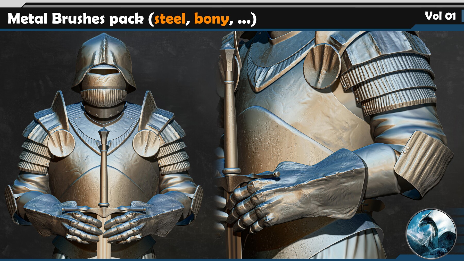 ArtStation - Metal Brushes (steel, bony, ...) Vol 01 | Brushes