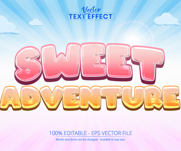 ArtStation - Sweet text effect, editable game and cartoon text style ...