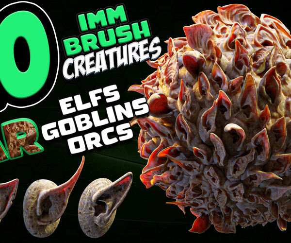 ArtStation - 20 Ear IMM Brush - Creatures , Elfs , Orcs , Goblins - High Quality | Brushes