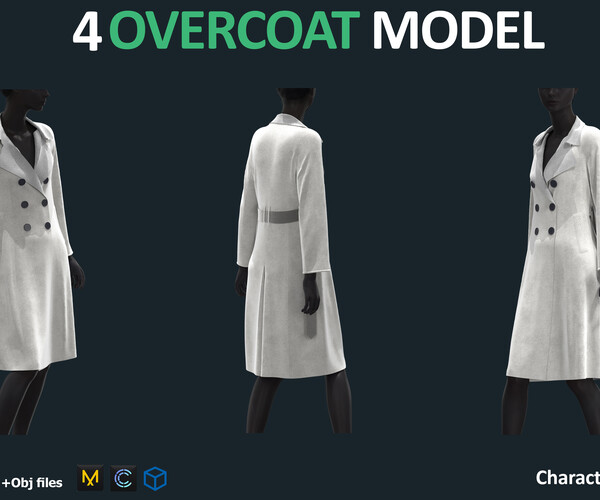 ArtStation - 4 OVERCOAT MODEL / Marvelous Designer / Clo3D + ZPRJ + OBJ ...