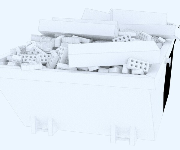 ArtStation - Industrial Container with concrete blocks and bricks ...