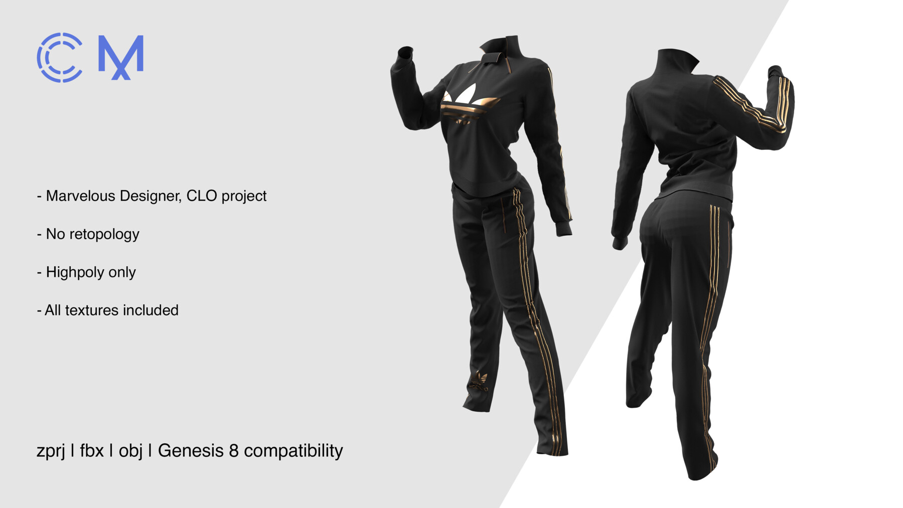 ArtStation - Female Tracksuit | Marvelous Designer | CLO3D project ...