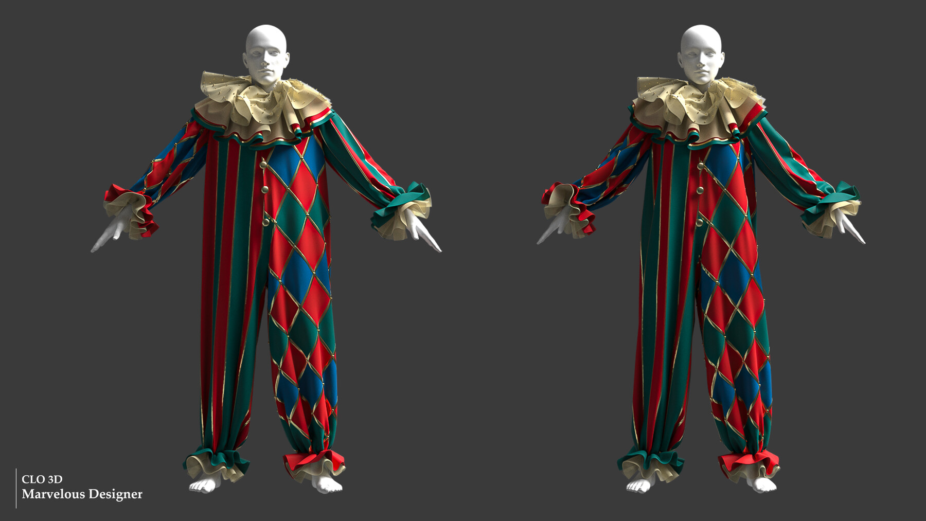 ArtStation - Unisex clown outfit / Marvelous Designer/Clo3D project ...