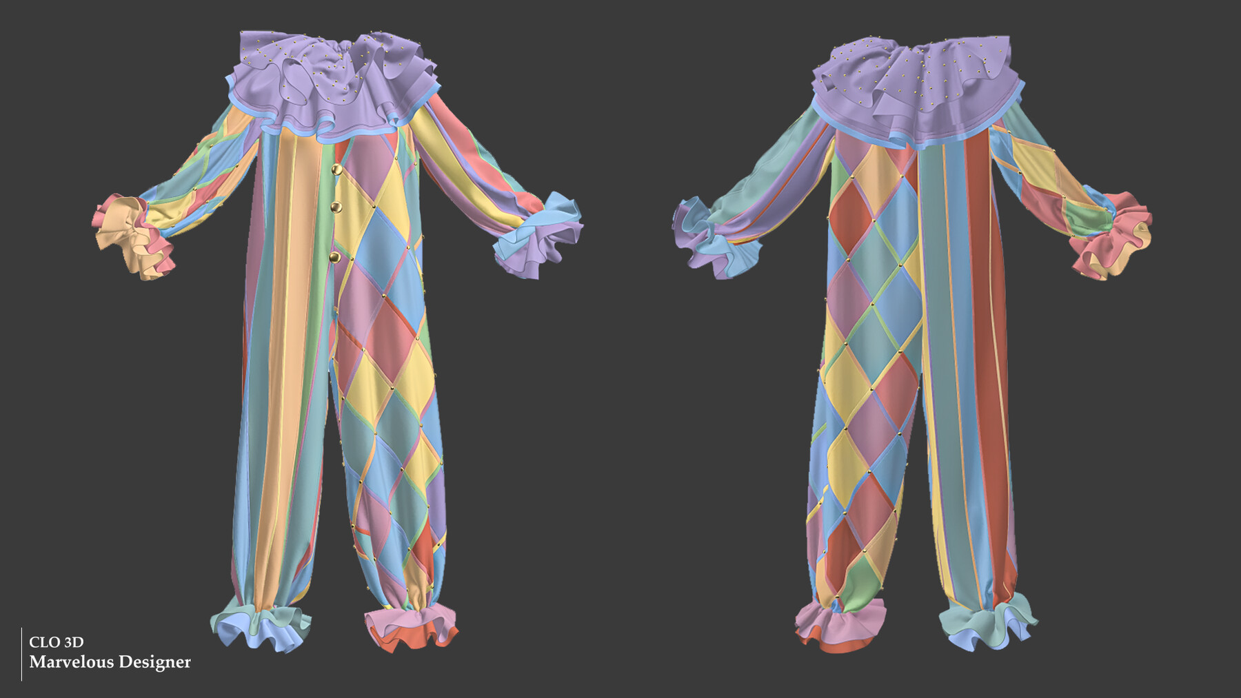 ArtStation - Unisex clown outfit / Marvelous Designer/Clo3D project ...