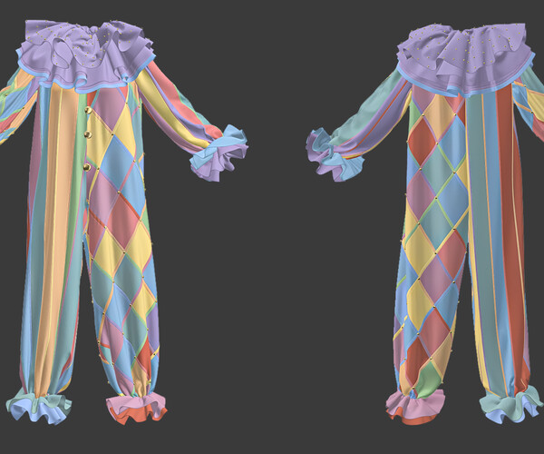 ArtStation - Unisex clown outfit / Marvelous Designer/Clo3D project ...