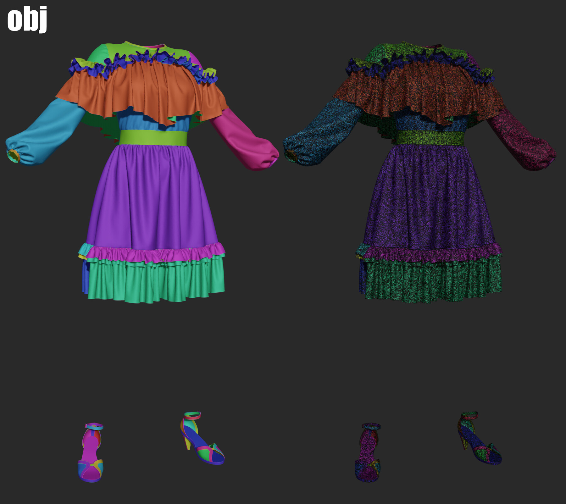 ArtStation - Dress 6_2. Marvelous Designer/Clo3d project + OBJ. | Resources