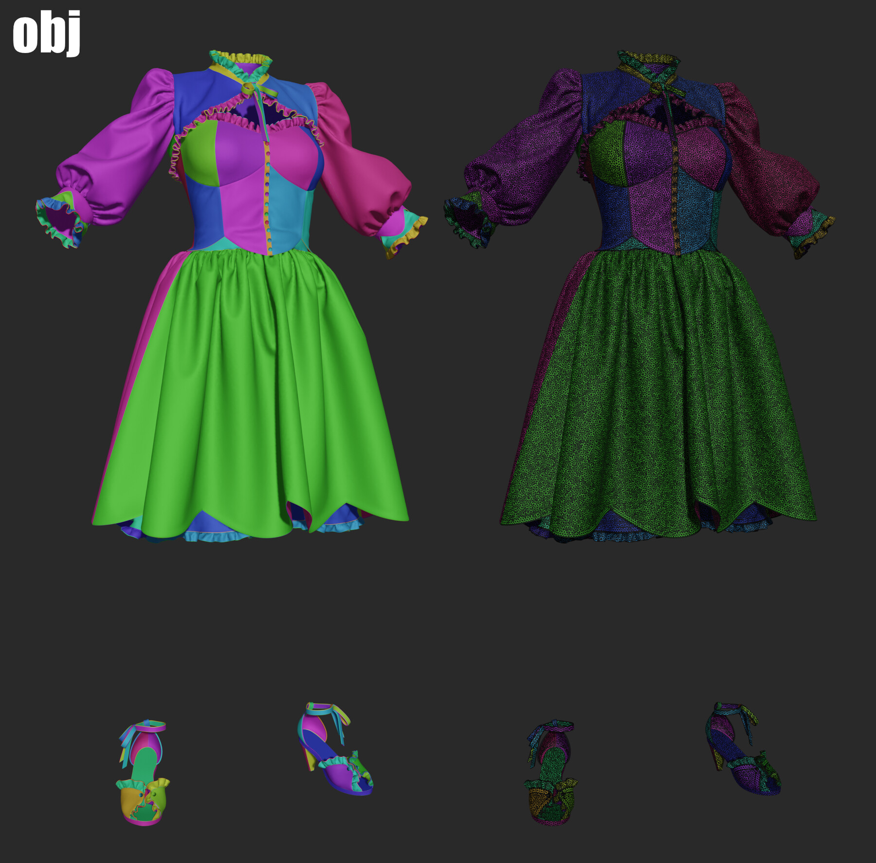ArtStation - Dress 6_3. Marvelous Designer/Clo3d project + OBJ. | Resources