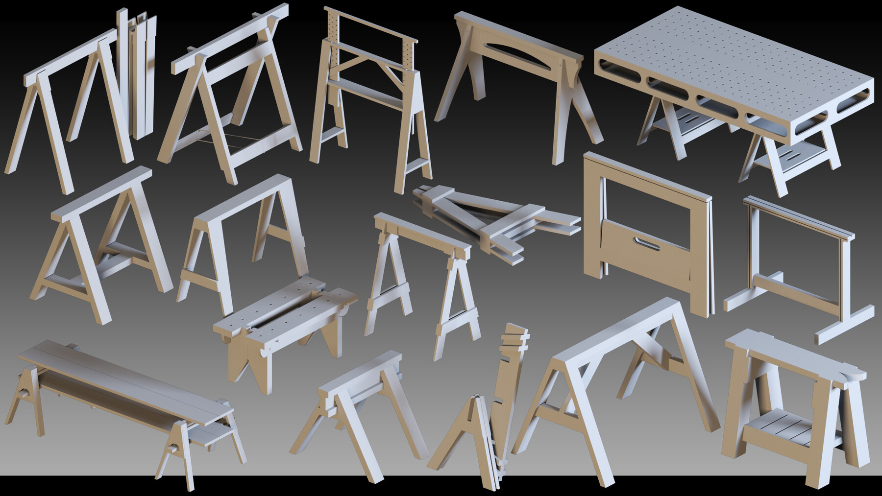 ArtStation - 70 Wooden Props- Kitbash- High detail 3d models | Resources