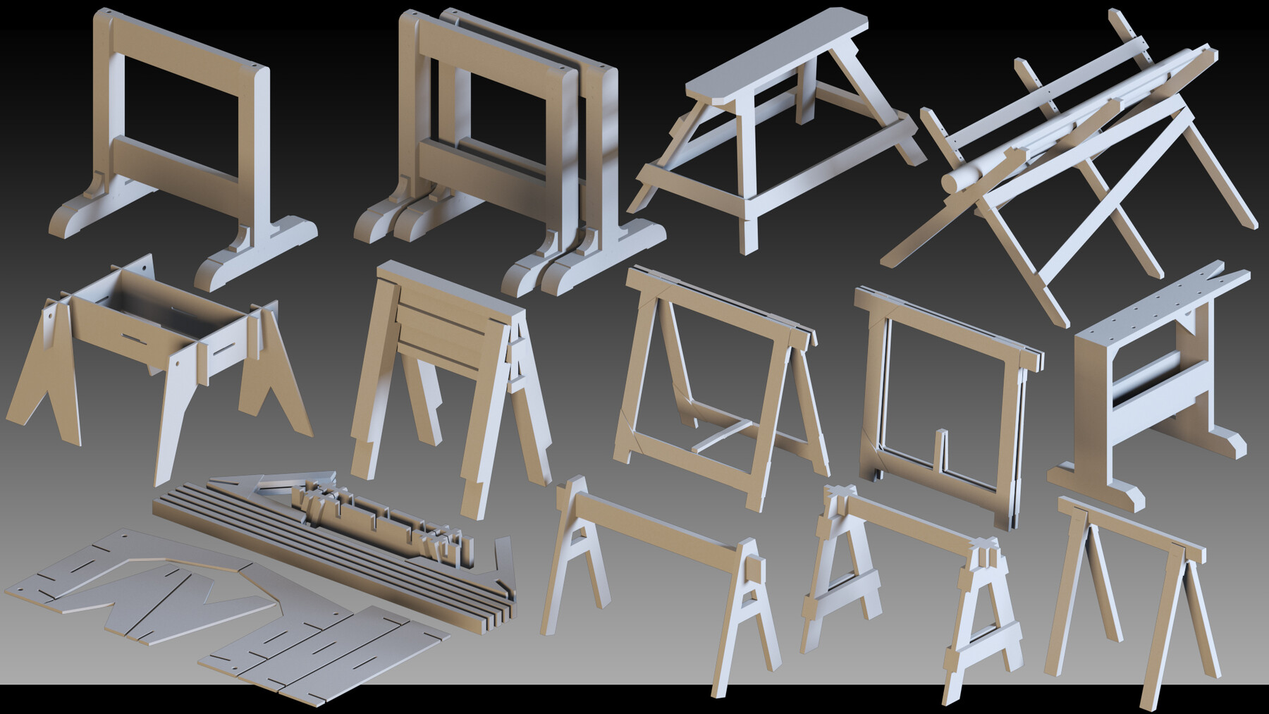 ArtStation - 70 Wooden Props- Kitbash- High detail 3d models | Resources