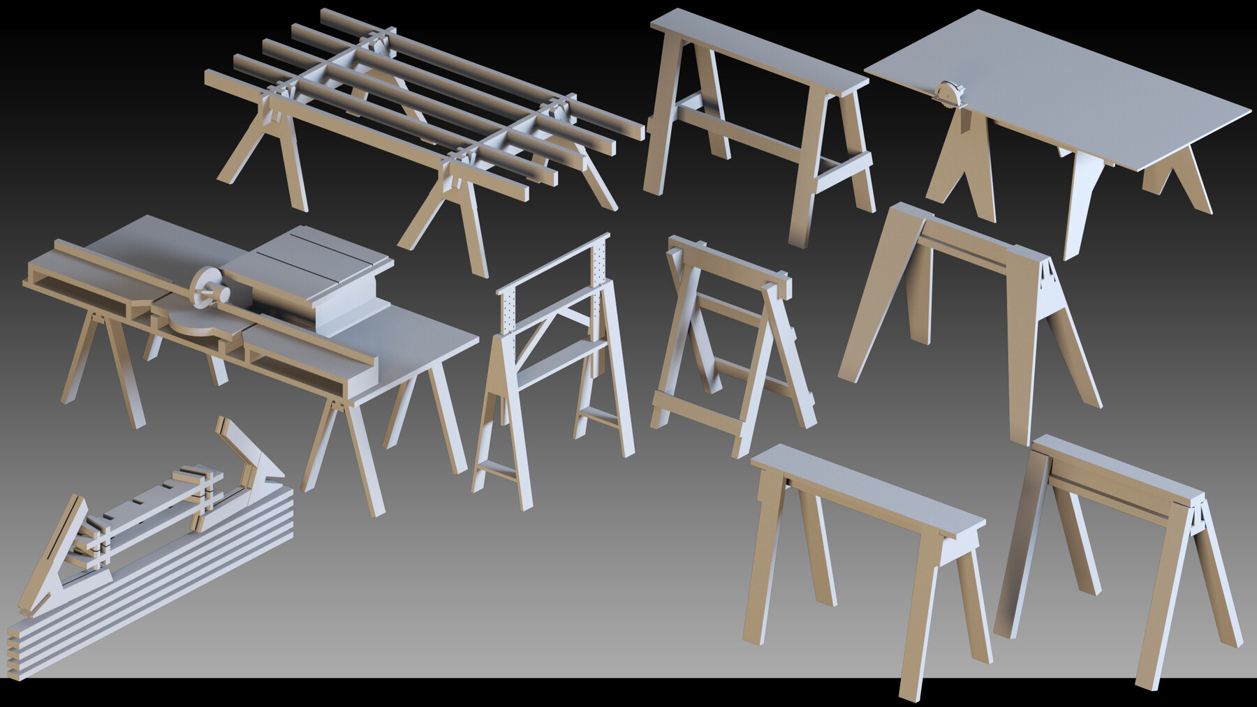 ArtStation - 70 Wooden Props- Kitbash- High detail 3d models | Resources