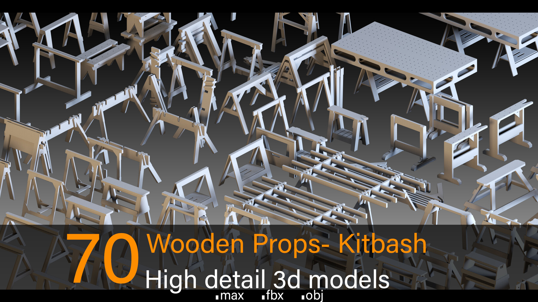 ArtStation - 70 Wooden Props- Kitbash- High detail 3d models | Resources