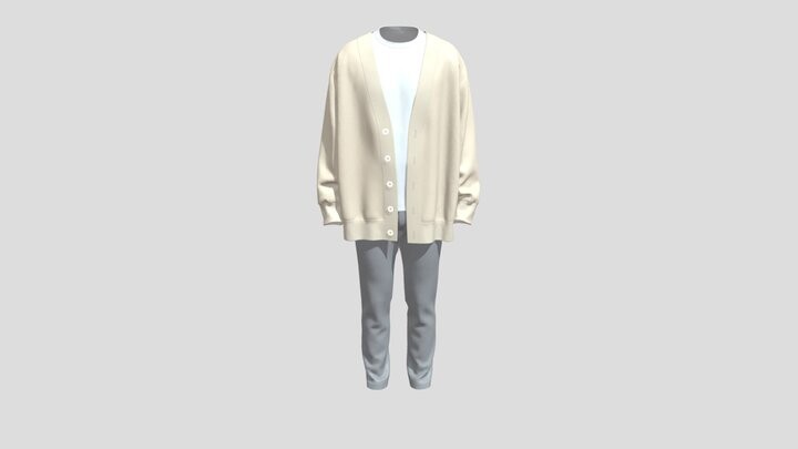 ArtStation - Men Cardigan, Marvelous Designer, Clo +obj, fbx | Resources