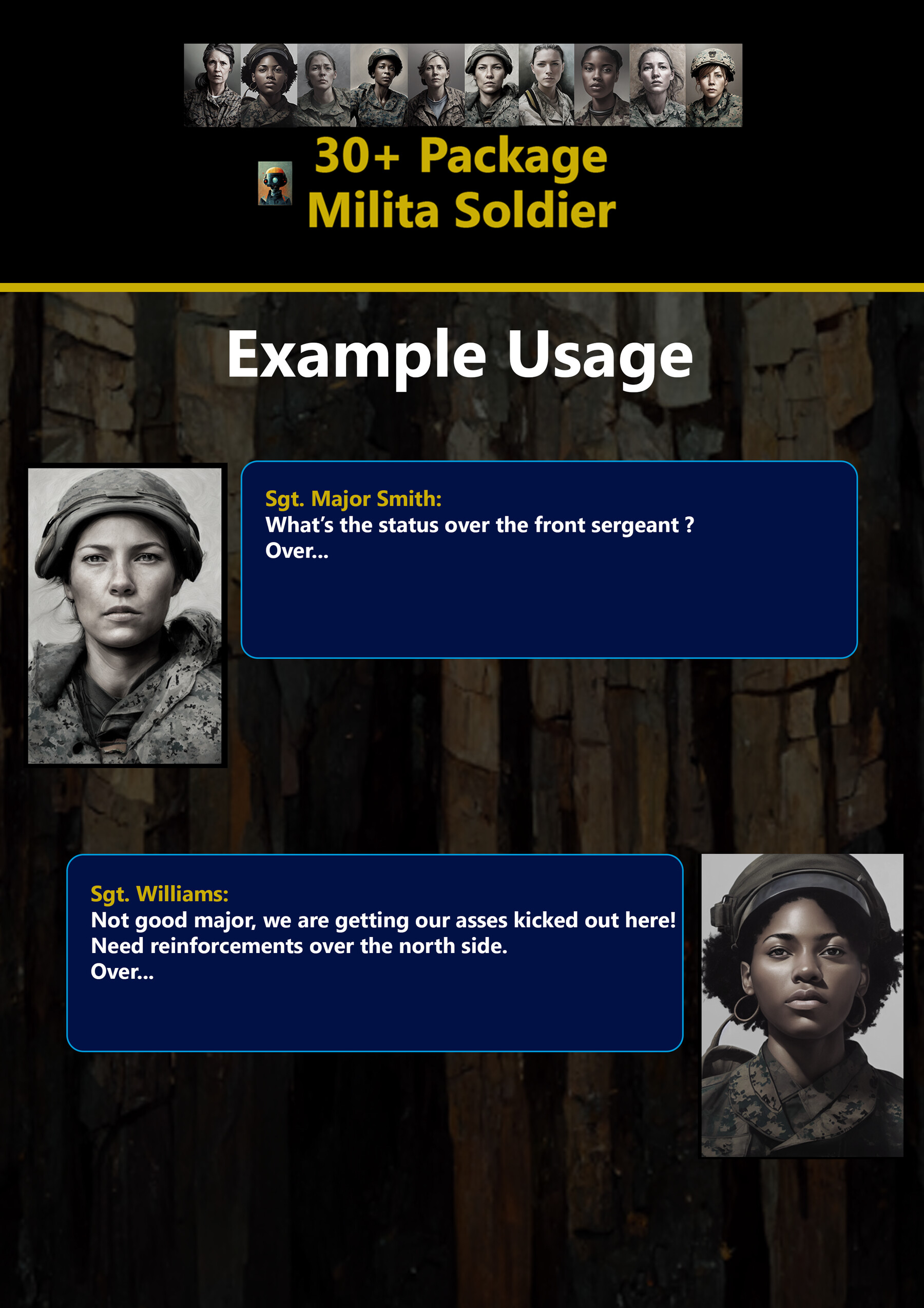 ArtStation - Milia Soldier NPC art portrait (Women) - 30 pack | Game Assets