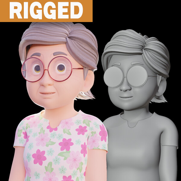 ArtStation - Cartoon Grandma - Fully rigged | Game Assets
