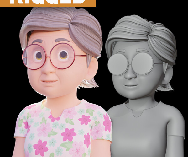 ArtStation - Cartoon Grandma - Fully rigged | Game Assets