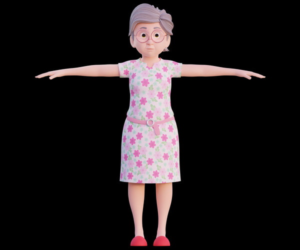 ArtStation - Cartoon Grandma - Fully rigged | Game Assets