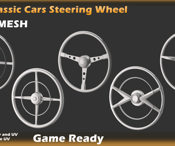ArtStation - 25 Classic Car Steering Wheel-Base Mesh-vol 01 | Game Assets