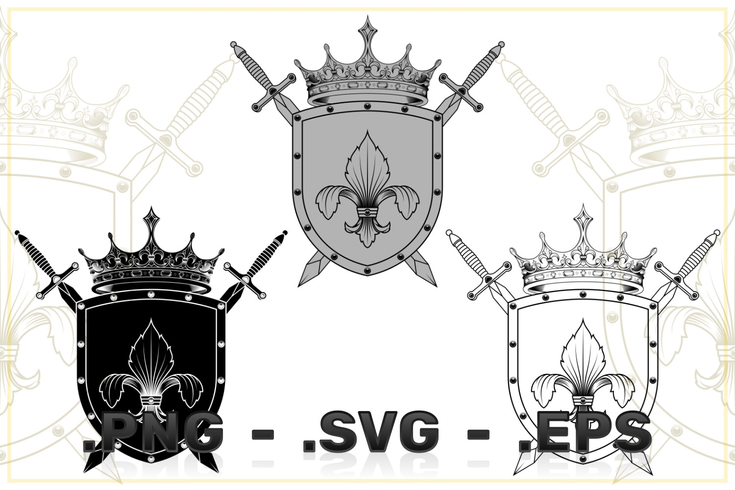 ArtStation - Heraldic Shield Vector Design With Crowns And Swords ...