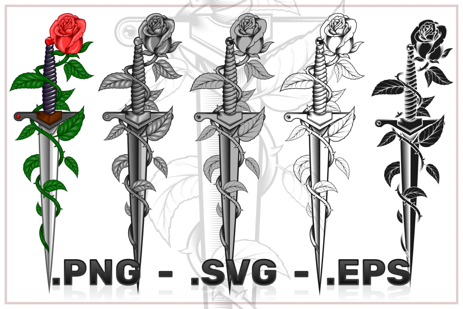 ArtStation - Vector Design Of Rose With Dagger | Artworks