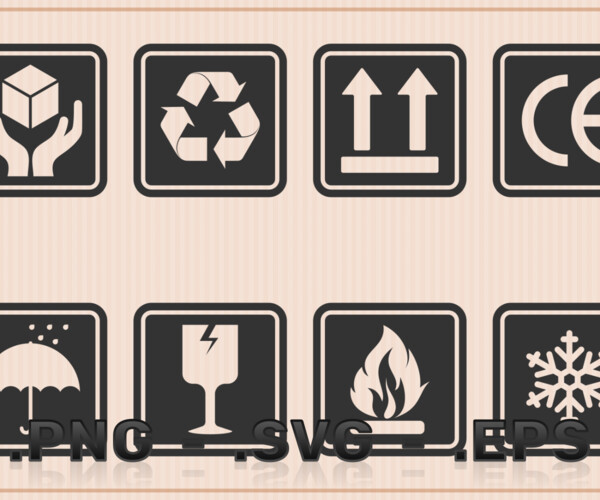 ArtStation - Vector Design Cardboard Box With Packaging Symbols | Artworks