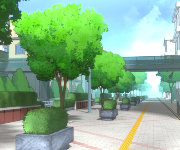 ArtStation - Blender Anime street background environment | Resources