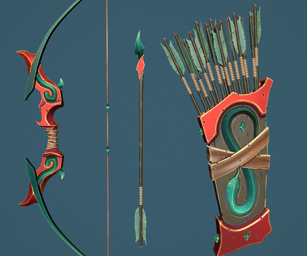 ArtStation - Snake bow and quiver | Game Assets