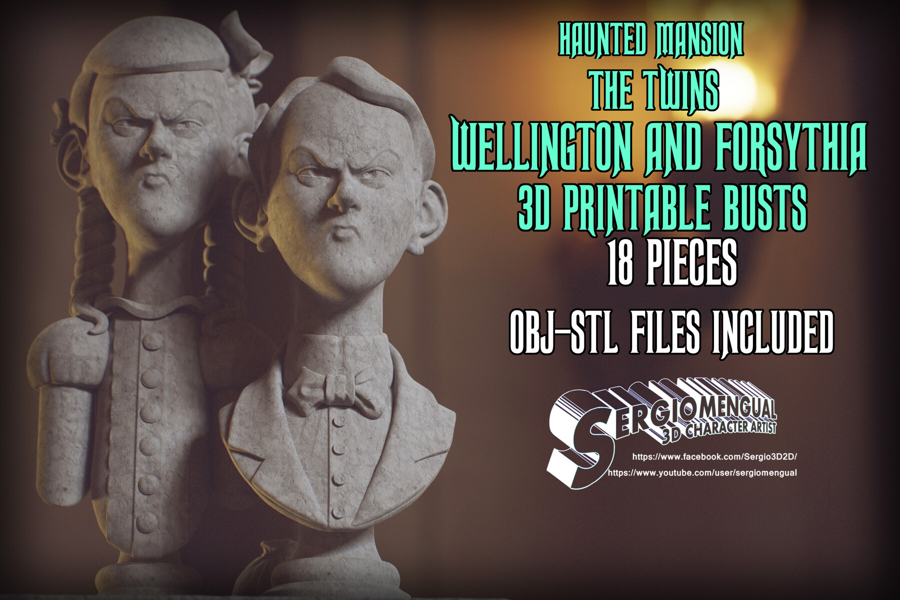ArtStation - Haunted Mansion The Twins 3D Printable Busts | Resources