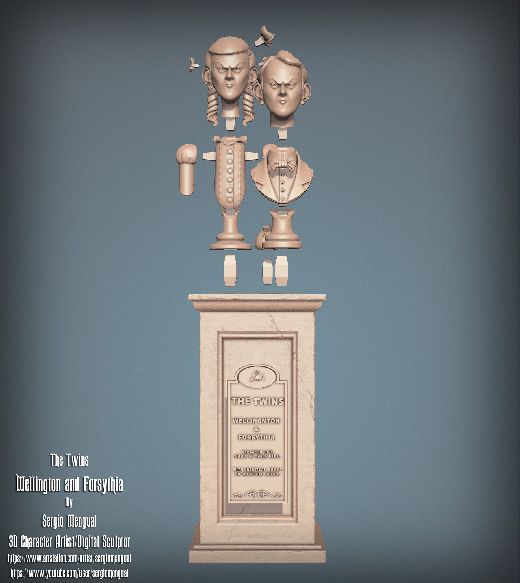 ArtStation - Haunted Mansion The Twins 3D Printable Busts | Resources