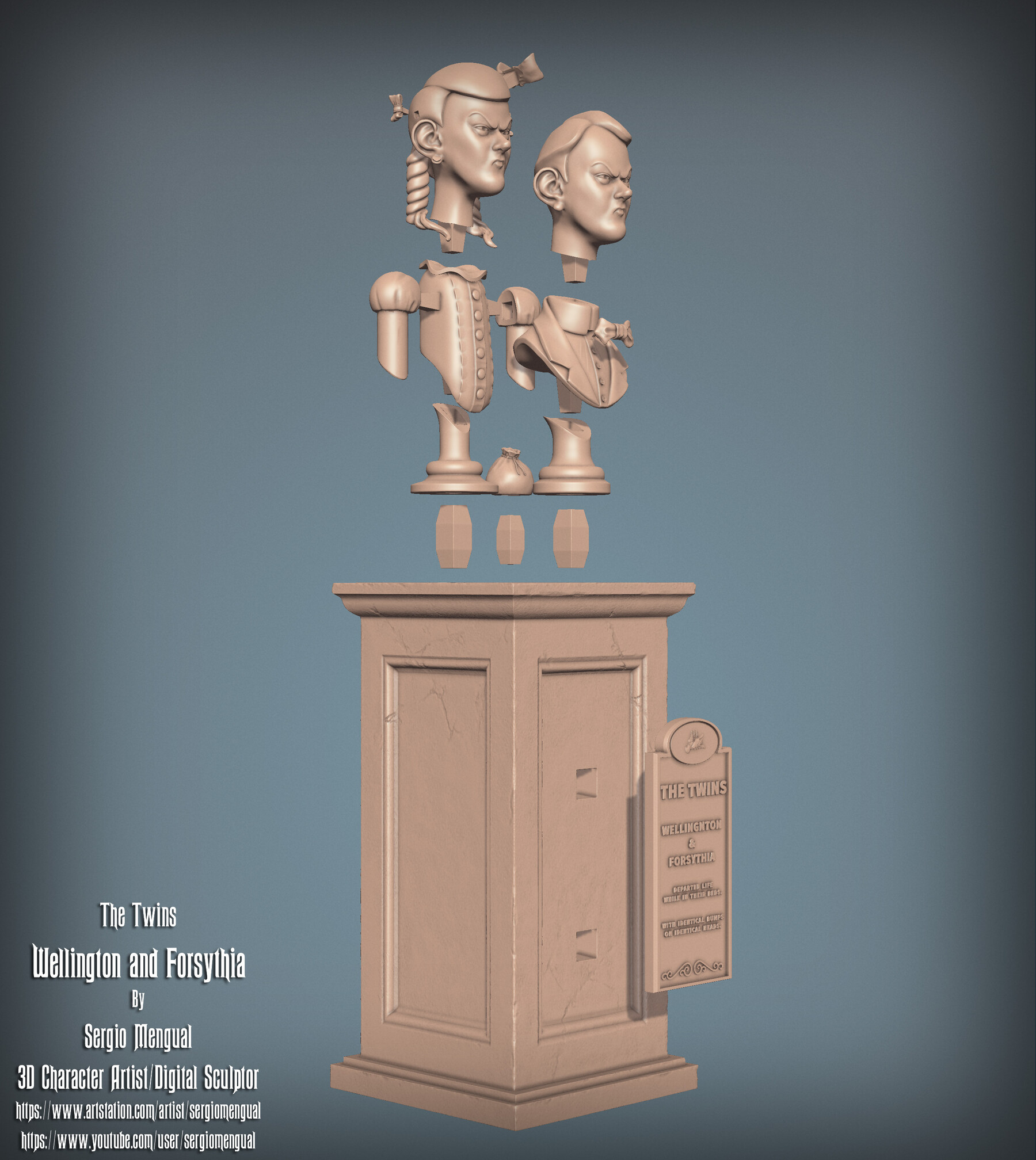 ArtStation - Haunted Mansion The Twins 3D Printable Busts | Resources