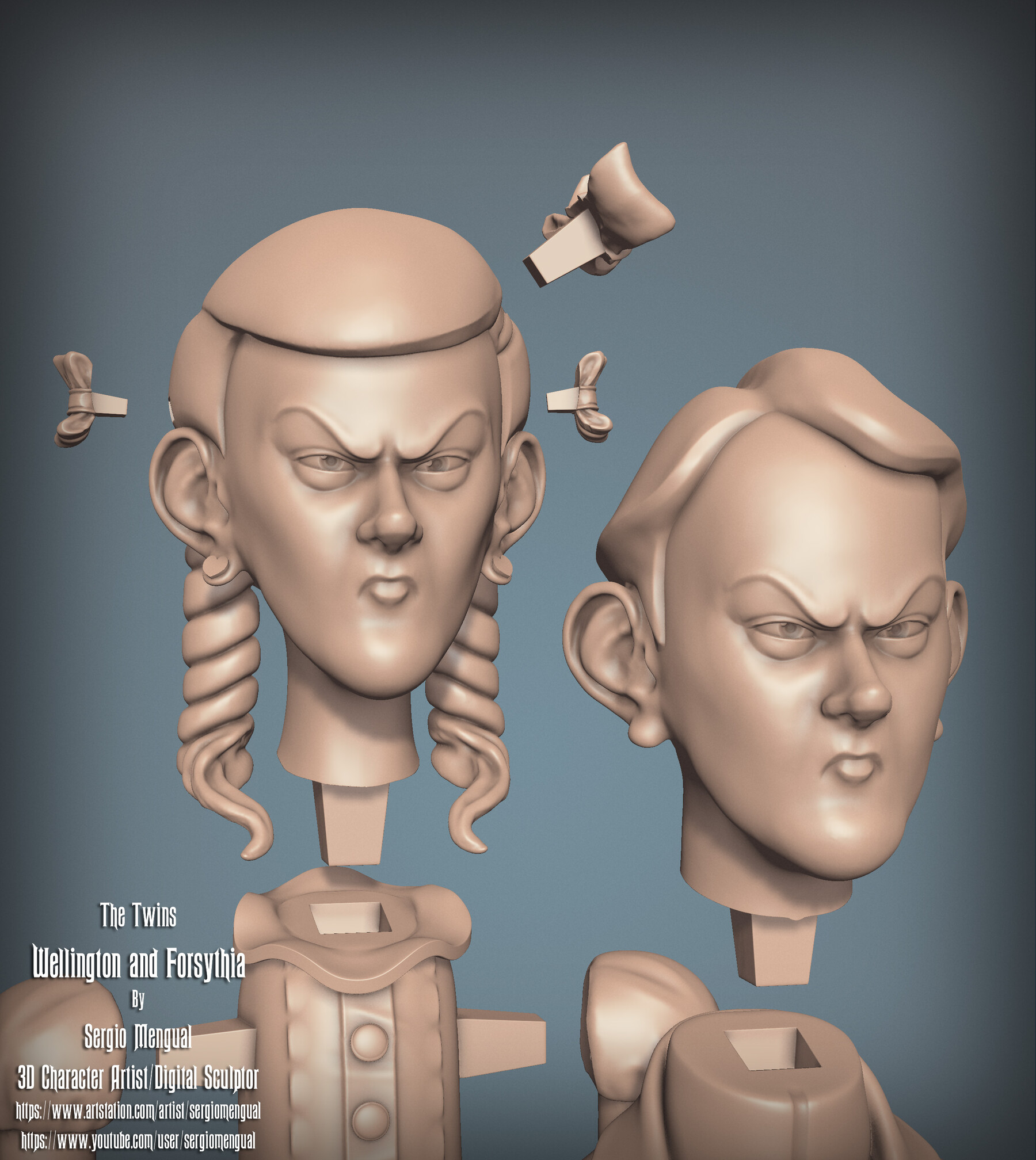 ArtStation - Haunted Mansion The Twins 3D Printable Busts | Resources
