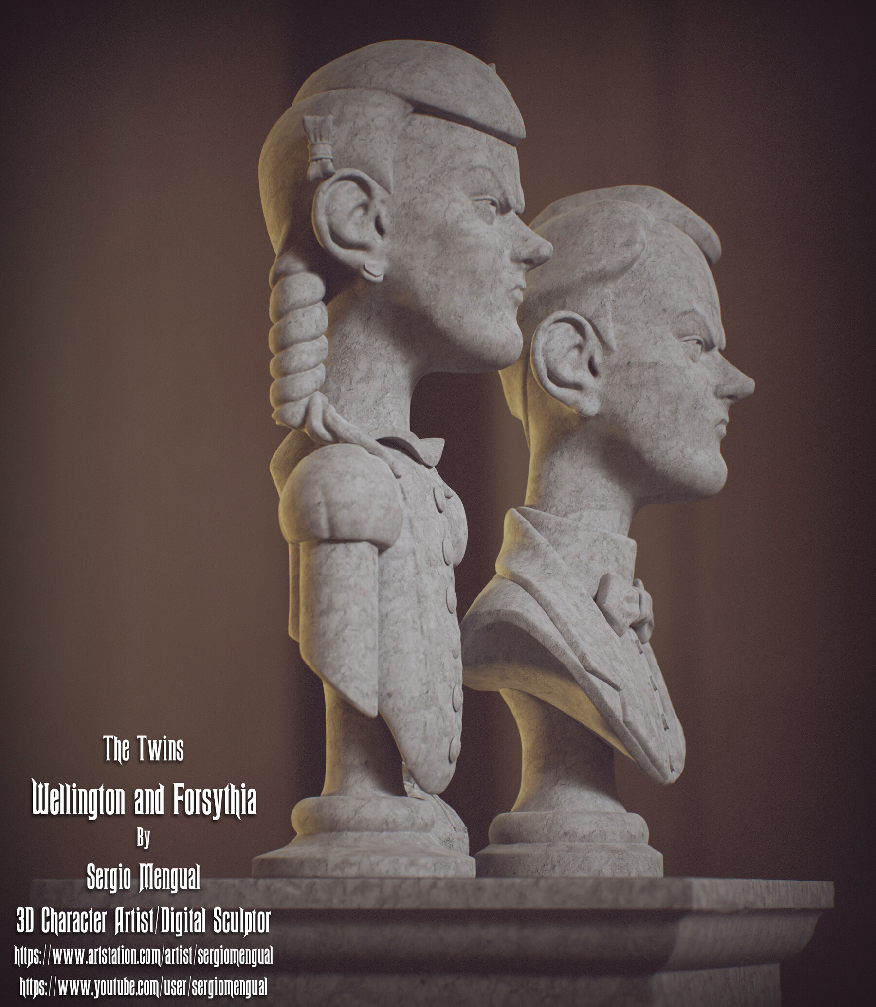 ArtStation - Haunted Mansion The Twins 3D Printable Busts | Resources