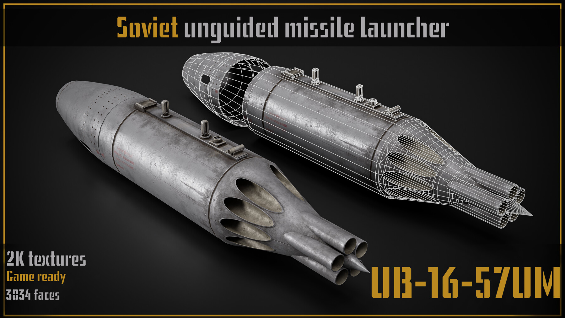 ArtStation - Game ready model of soviet UB-16-57UM unguided missile rockets launcher | Game Assets