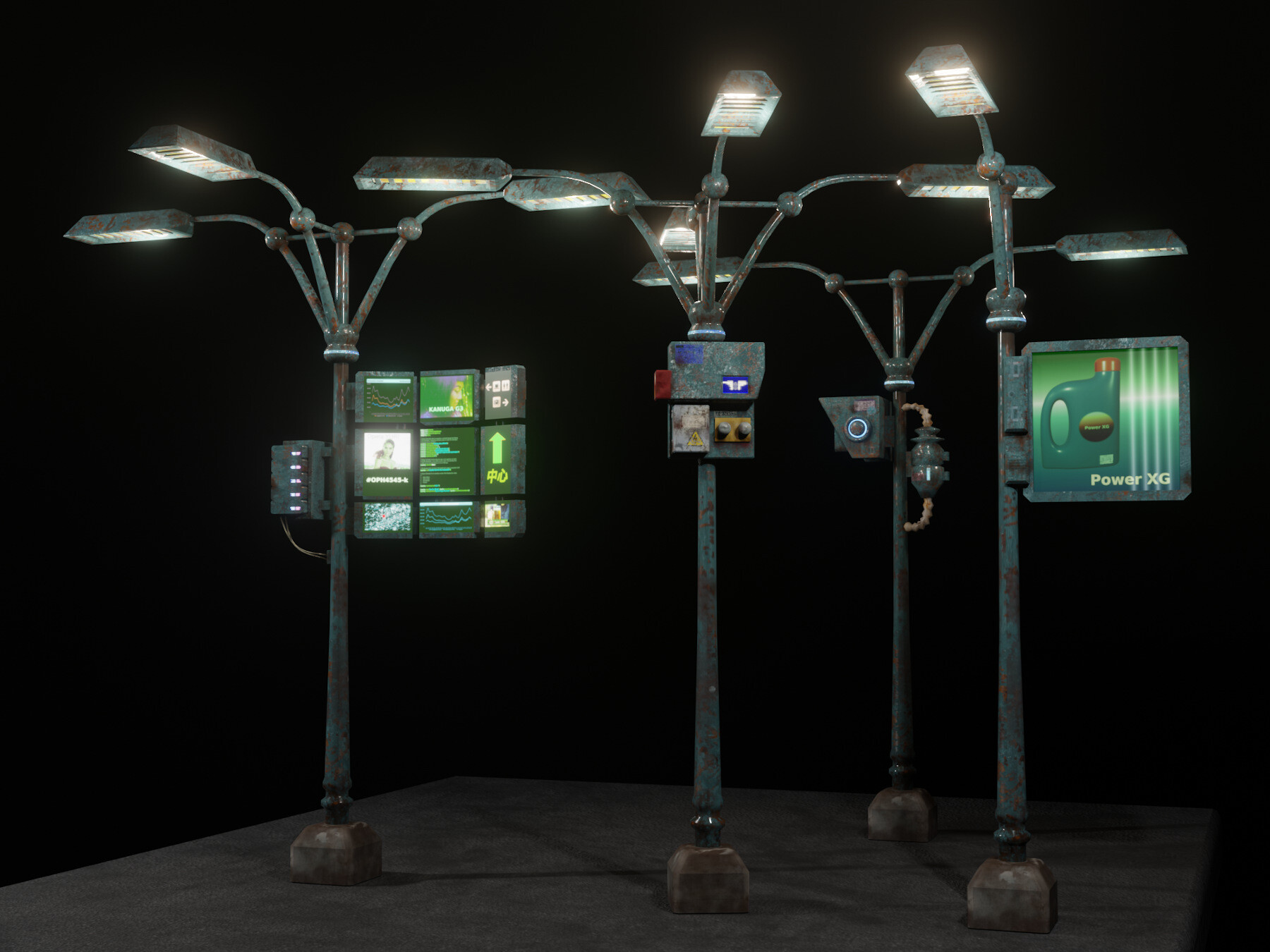 ArtStation - Low poly cyber punk streetlight set for games and ...