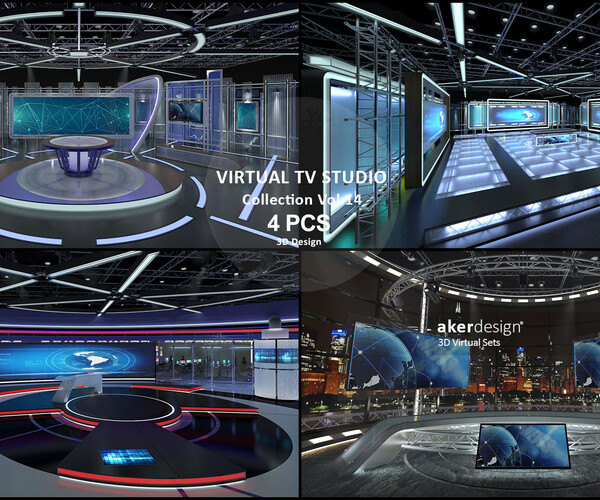 ArtStation - Virtual TV Studio Sets - Collection Vol 14 - 4 PCS DESIGN | Resources